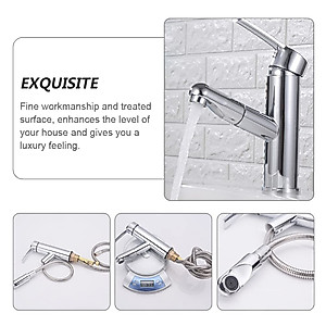 DOITOOL Kitchen Sink Faucet Stainless Steel Kitchen Faucet with Pull Down Sprayer Single Hole Pull Out Kitchen Faucets for Bathroom Bar Laundry