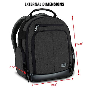 USA Gear Audio Equipment Backpack - Microphone Case for Wireless Microphones, Recording Microphones & Accessories Compatible with Shure, Sennheiser, Audio-Technica, Rode VideoMic and More (Black)