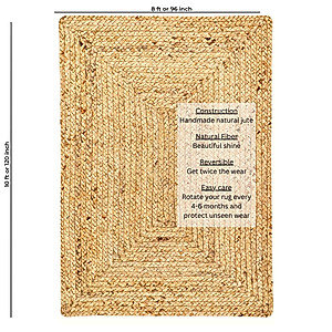 Homespice George 8x10' Natural Jute Braided Rugs for Your Farmhouse Living Room Rug A Natural Area Rug