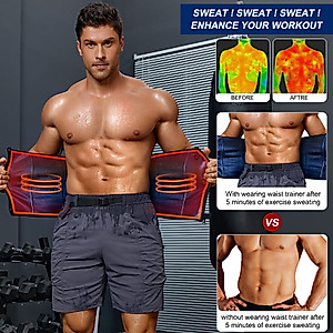 MOLUTAN Waist Trainer for Men Waist Trimmer with Adjustable Sweat Belt Back Support Corset Compression Girdle Sauna Suits Black