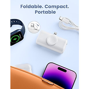 RORRY Mini Portable Charger for iPhone,5000mAh Small &Ultra-Compact 15W PD Fast Charging Power Bank Compatible with iPhone 14/13/12/11/XR/X/8 and Apple Watch Series 9/Ultra2/8/Ultra/7/6/5/4/3/SE