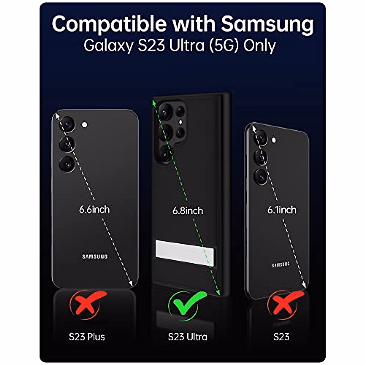 MonsGary Designed for Samsung Galaxy S23 Ultra Case with Stand [3 Kickstand Ways] [Military Shockproof Protection] Hard PC Back & Soft TPU Edge Phone Cover 6.8'' Mystic Black