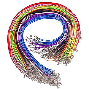 Paxcoo 100 Pcs 18 Inches Waxed Cotton Necklace Cord with Lobster Claw Clasp for DIY Jewelry Making, Mix Color