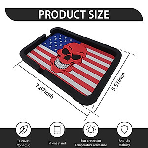 ZBGUN 1 PC Car Dashboard Anti-Slip Pad with American Flag Pattern, 7.6" x 5.5" x 0.6" Car Phone Cradle, Multi-Functional Storage Mat, Universal for Most Cars, Trucks and Vans (Red)