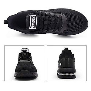 Women Air Athletic Running Shoes - Air Cushion Shoes for Womens Mesh Sneakers Fashion Tennis Breathable Walking Gym Work Shoes All Black Size 8