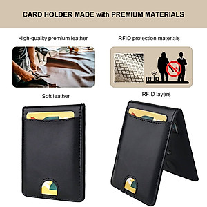 KIHUWEY for MagSafe Wallet Card Holder with Magnetic, Mag Safe Leather Detachable Kickstand RFID Wallet for iPhone 16/15/14/13/12 Pro Max Plus Not for iPhone 13/12 Mini (Black)
