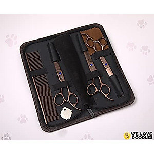 We Love Doodles Dog Grooming Scissors Kit - Dog Grooming Shears - Curved Dog Grooming Scissors - Thinning Scissors For Dogs - Best Grooming Scissors For Goldendoodles