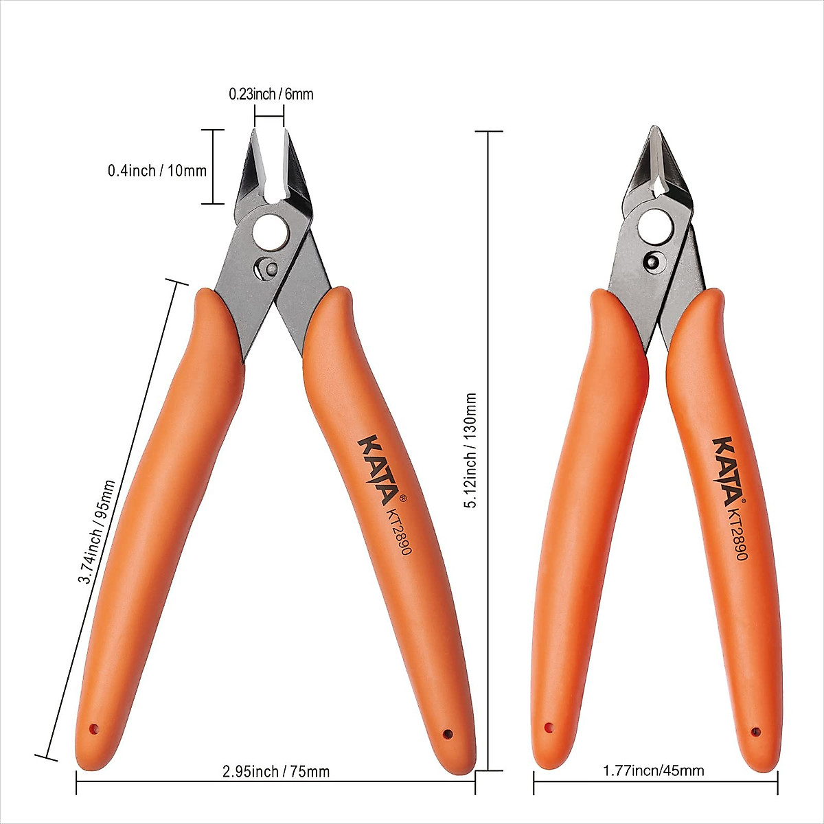 KATA 5 Inch Micro Wire Cutter, Precision Mini Flush Cutters and Clean Cut Pliers for Electronics, Model, Jewelry, Model Kits, Orange
