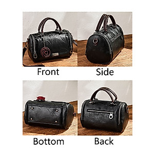 GJGJTER Women Vintage Tote Purse Top-handle Satchel Boston Bags Rose Pendant Shoulder Bags-Pink