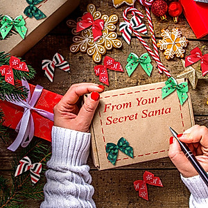 Syhood 150 Pcs Christmas Mini Bow Tiny Twist Tie Bow Handmade Craft Ribbon Bow Hair Small Bow Holiday Bow Craft Supply for DIY Sewing Party Decor (Red and Green,Patterned)