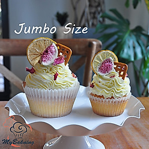 MyBakning Extra Large White Cupcake Baking Cups 2-3/4"(Bottom) x2"(Deep) Jumbo-sized Greaseproof paper muffin liners, 120 pcs per case