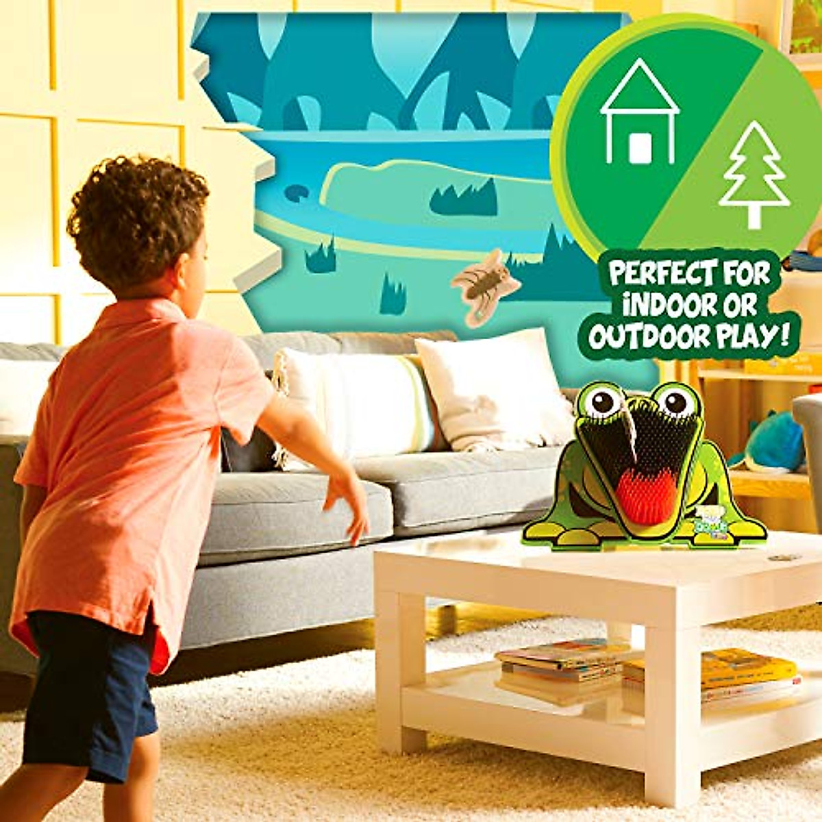 Franklin Sports Feed The Frog Kids Target Game - Fun Interactive Game for Indoor and Outdoor - Play with Friends and Family - Includes Frog Target, 3 Flies and 1 Bee