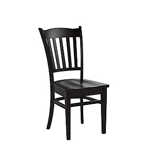 East West Furniture GRC-BLK-W Groton Dining Chairs - Slat Back Wood Seat Kitchen Chairs, Set of 2, Black