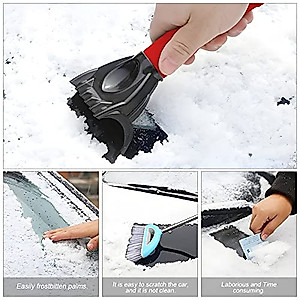 Ice Scraper for Car Windshield, Snow and Frost Removal for Auto Window, No Scratch Winter Cleaning Tool, ABS Body with Foam Handle, Car Exterior Accessories Universal for Car, Truck, SUV (Red)