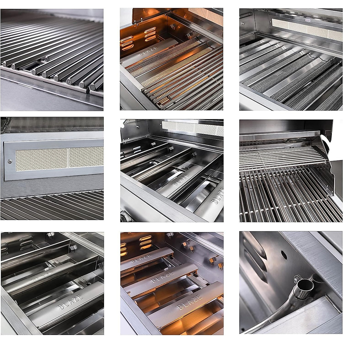 BLAZE BBQ Outdoor Gas Grill Package of 40” LTE Built-in Gas Grill, LTE Built-In Double Side Burner, 32” Door & Two Drawers Combo, Double Trash Drawer, 20” Compact Refrigerator, and Accessories