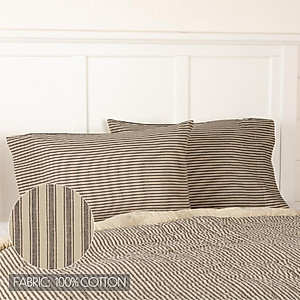 VHC Brands Sawyer Mill Ticking Stripe Pillowcase, Charcoal Gray, 21x30, Set of 2
