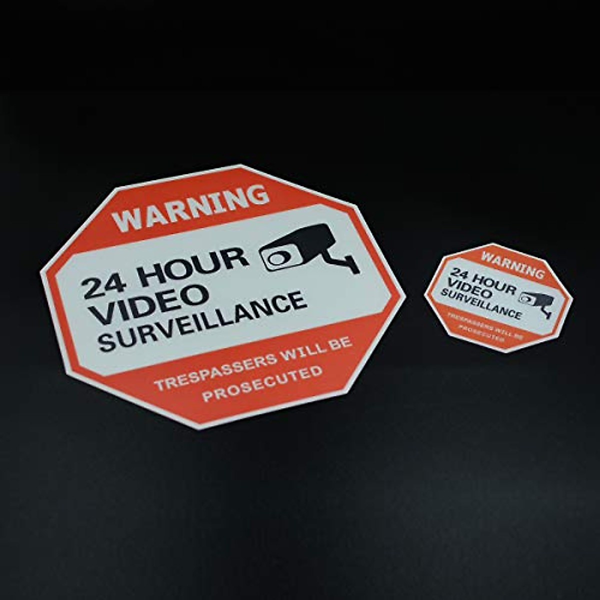 Video Surveillance Sign 10 Pack, CCTV 24 Hour Warning Sticker Door Window Yard Sign, Indoor & Outdoor Use (2-6x6", 8-3x3" Decal)