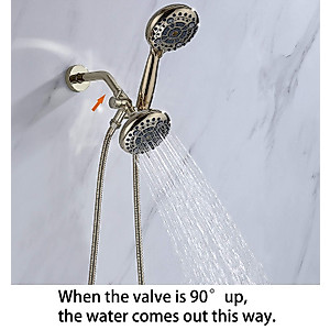 G-Promise High Pressure Dual Shower Head Combo | 72 Inches Flexible Stainless Steel Hose, 3-Way Solid Brass Diverter Bracket (Polished Brass)