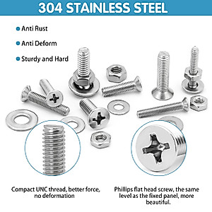 720Pcs Nuts and Bolts Assortment Kit, Machine Screws,SATANTECH #6-32#8-32#10-24#1/4-20 Stainless Steel Screws Set, Phillips Flat Head 16 SAE Sizes Assorted Nuts Bolts Washers with Labeled Case