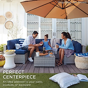 Best Choice Products 7-Piece Modular Outdoor Sectional Wicker Patio Conversation Set w/ 2 Pillows, Coffee Table, Cover Included - Gray/Black
