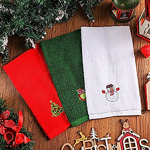 Set of 6 Mix 12 x 18 Inches Christmas Bath Towels Embroidery Hand Towels Christmas Towels Bathroom Dish Towels Soft Kitchen Wash Cloths Towels for Bathroom Kitchen Towels Gift