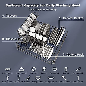 COSTWAY Countertop Dishwasher, 6 Place Settings Built-in Dishwasher with 72 H Preserve, Air Dry Function, LED Touch Control and 5 Washing Programs, Dish Washer for Small Apartments, Dorms, Boats, RVs