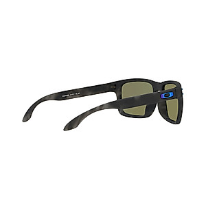 Oakley Men's Holbrook Rectangular Sunglasses, Matte Black Tortoise/Prizm Sapphire Iridium Polarized, 56 mm