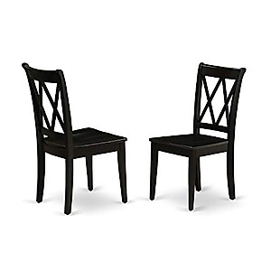 East West Furniture WECL5-BLK-W 5Pc Dinette Set Includes a Rectangle 42/60 Inch Dining Table with Butterfly Leaf and 4 Wood Seat Kitchen Chairs, Black Finish, 5 Piece