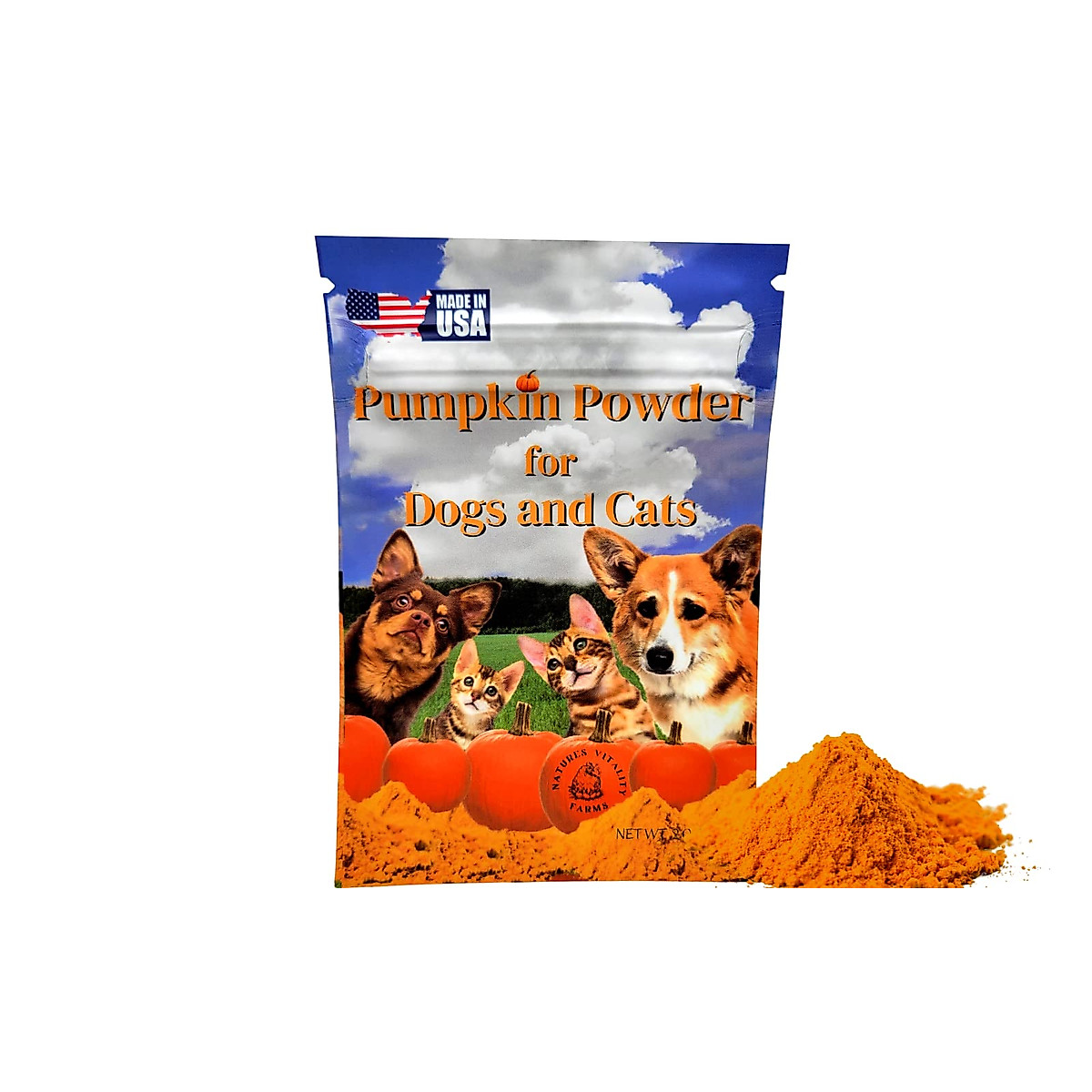100% Pumpkin for Dogs/Cats, U.S.A. Dried Pumpkin Powder Fiber Supplement, Diarrhea/Constipation Fix, 12 Servings, Trial Packet