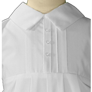 Little Things Mean A Lot Boys Polycotton Christening Baptism Romper with Pin Tucking and Hat (Newborn (Birth-7 lbs)) White