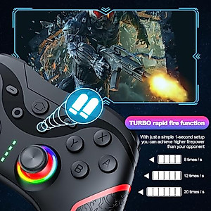 Bidfoce Wireless Switch Controller for Switch/Switch LITE/Switch OLED, Switch Pro Controller with Programming Function, LED Joystick, Adjustable Turbo Vibration,Wake-up Screenshot 【Upgraded Version】