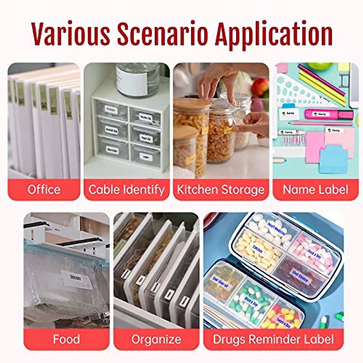 Label Makers Machine with Tape Built-in Cutter Portable Bluetooth Handheld Sticker Printer for Home Office Organization iOS Android Multiple Templates Fonts Icon Mini Inkless Labeler USB Rechargeable