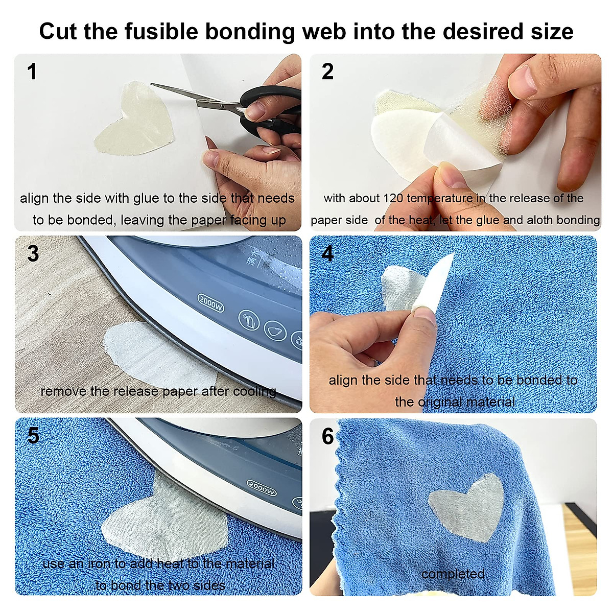 PLANTIONAL Medium Weight Fusible Bonding Web: 20 Sheets (8" x 12") Fusible Webbing for Fabric Applique DIY Crafts Supplies