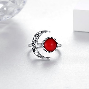 ZLILIJAN Mood Ring for Women 925 Sterling Silver Temperature Color Chang Rings Emotion Feeling Moon Adjustable Ring Celtic Knot Jewelry gift (Adjustable 8-10)