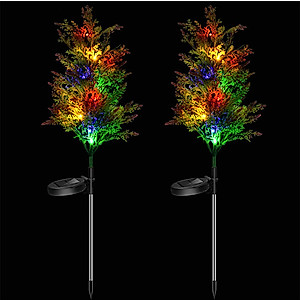 Solar Garden Lights Pine Shape Decorative Light LED Lamp Waterproof Solar Led Lights Outdoor Lighting Christmas Tree Decoration Light for Decorative Home Garden 2PCS
