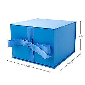 Hallmark 7" Gift Box with Lid and Paper Fill (Blue) for Hanukkah, Christmas, Holidays, Father's Day, Birthdays, Baby Showers and Graduations