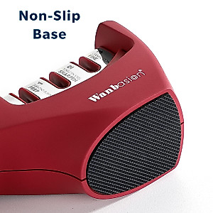 Wanbasion Red Premium Kitchen Knife Sharpener Professional 3 Stages, Kitchen Knife Sharpener Manual Sharpening, Knife Sharpener for Kitchen Knives with Stainless Steel Ceramic Diamond Blade