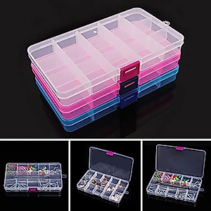 OriGlam 1pcs 17x10CM Plastic Organizer Storage Box with Adjustable Dividers, Jewelry Storage Container Box for Office Supplies Beads Crafts Fishing Tackles (Pink)