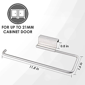 COMFECTO Over The Cabinet Door Paper Towel Holder for Kitchen Bathroom, Stainless Steel 12 Inch Paper Towel Roll Holder