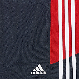 adidas Mens 3 Stripe Shorts with Zipper Pockets (Legend Ink/White, 2X-Large)