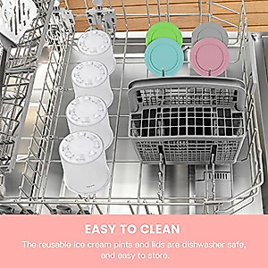 Creami Pint Containers Replacement for Ninja Creami Pints and Lids - 4 Pack, 16oz Ice Cream Pint Containers Compatible with NC300, NC301 & NC299AMZ Series Ice Cream Maker, BPA-Free & Leak Proof Lids