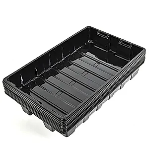 10 Pack Strong Plant Growing Trays, Extra Strength Durable Black Plastic Growing Trays (Without Drain Holes) for Greenhouse and Flowers, Wheatgrass, Sprouting, Plants Growing