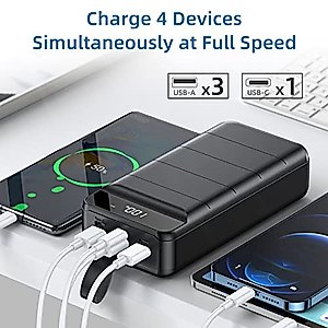 Power Bank 50000mAh, 22.5W PD Quick Charge Portable Charger with 4 Outputs & 3 Inputs & Flashlight and LED Display, Huge Capacity Safer External Battery Pack for Smartphone, Android, Tablet & etc