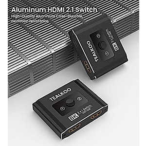 HDMI 2.1 Switch 8K HDMI Switcher Splitter, 4K 120Hz Aluminum Bi-Directional HDMI Switch 2 in 1 Out or 1 in 2 Out HDR Ultra HD 48Gbps 8K@60Hz, for PS5, Xbox Series X, Roku, Apple TV, Samsung TV LG TV