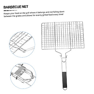 JEWEDECO 1pc Bbq Fish Rack Barbecue Fish Basket Bbq Grilling Basket Outdoor Grill Accessories Bbq Fish Holder Bbq Fish Basket Charcoal Grills Barbecue Grill Stainless Steel Grilled Shrimp