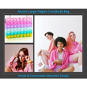 Azsure Large 9 x 7 inch Fidget Pop It Shoulder Crossbody Bag Colorful Pops Purse for Girls Women. Trendy & Fashionable Bubble Poppit Handbag Wallet. Beautiful Design with Candy Colors