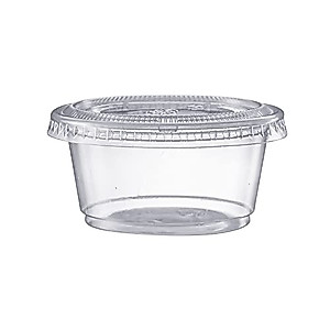 Pantry Value [200 Sets - 2 oz.] Jello Shot Cups with Lids, Small Plastic Condiment Containers for Sauce, Salad Dressings, Ramekins, & Portion Control