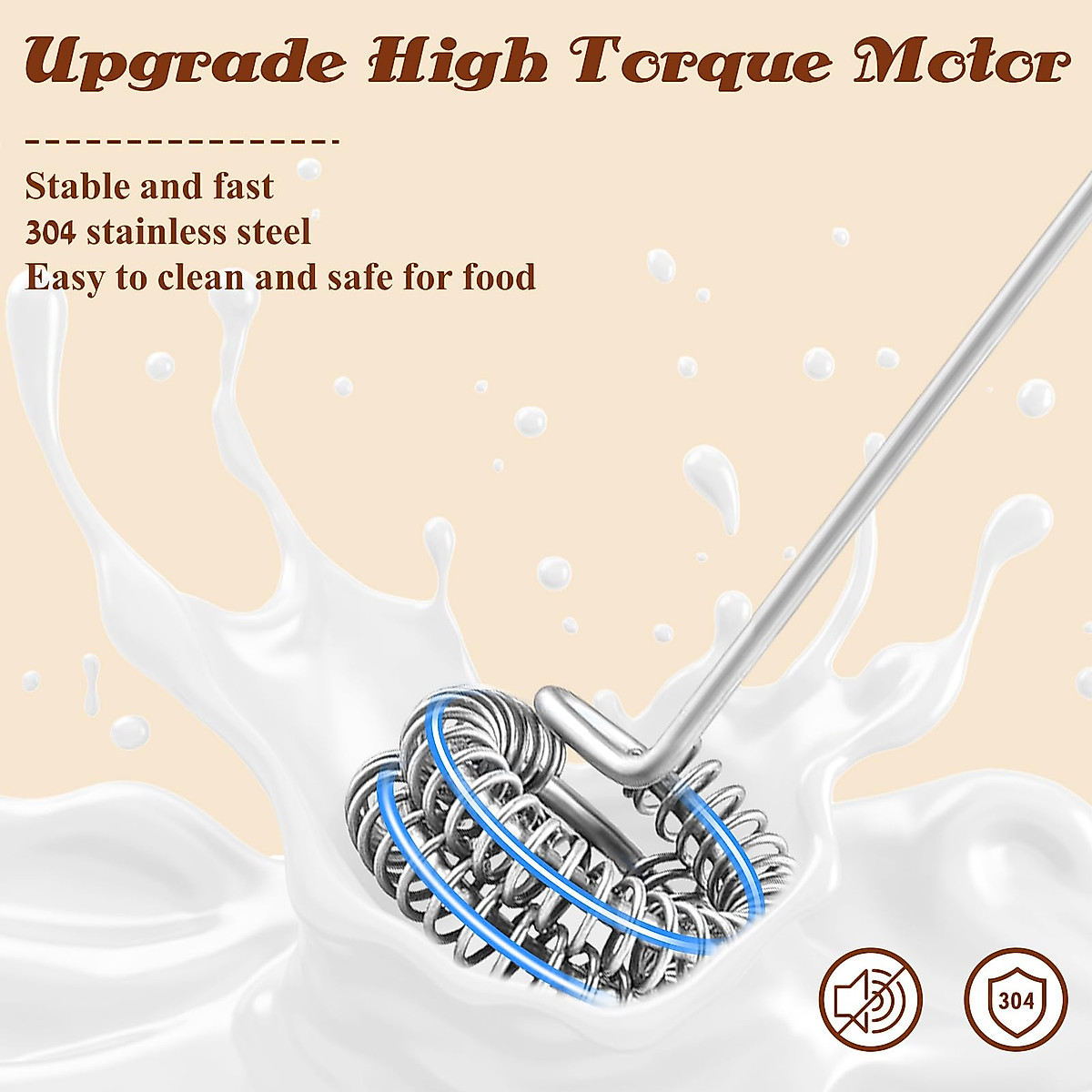 ODIFORGOO Rechargeable Milk Frother Handheld, Electric Foam Maker Coffee Frother Wand, Detachable With 3 Stainless Whisks, Drink Mixer for Lattes, Cappuccino, Matcha, Egg, No Stand, White