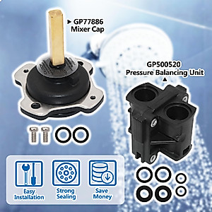GP77886 Mixer Cap and GP500520 Pressure Balancing Unit Assembly Compatible with Kohler K-15701-K and K-15700-K mixing valve