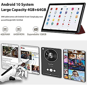 AOYODKG Tablet 2 in 1 with Keyboard, Tablet 10.1 inch Android 11, 4GB+64GB(128GB Expand), SIM 5G, Quad-Core, IPS HD Display, Dual Camera, WiFi, Bluetooth, GMS Certified Tablet PC, AYO-M40(Red)